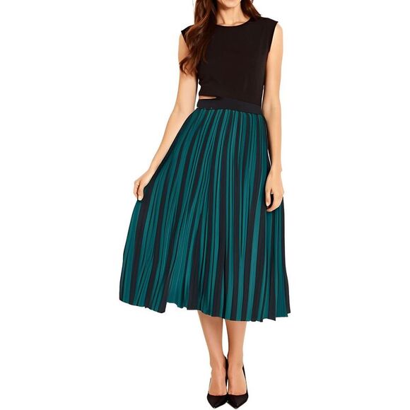 Karl Lagerfeld | Skirts | Karl Lagerfeld Womens Green Pleated Polyester ...